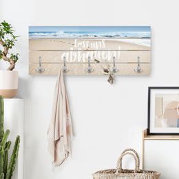 Bilderwelten Wandgarderobe beige Strand Vintage Flurgarderobe - Lass uns abhauen! - Landschaft Garderobenpaneel Flur