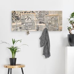 Bilderwelten Wandgarderobe Holzpalette Antike Zeitungen