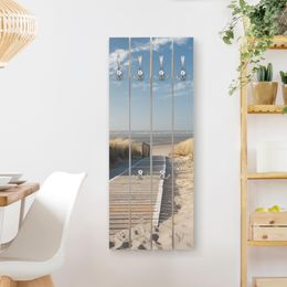 Bilderwelten Wandgarderobe beige Strand Shabby Flurgarderobe - Ostsee Strand - Landschaft Garderobenpaneel Flur