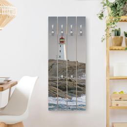 Bilderwelten Wandgarderobe Holzpalette Sturmwellen am Leuchtturm