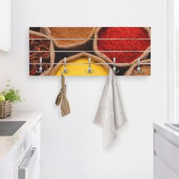Bilderwelten Wandgarderobe bunt Kulinarisch Motiv Flurgarderobe - Colourful Spices - Gew&uuml;rze & Kr&auml;uter Garderobenpaneel Flur