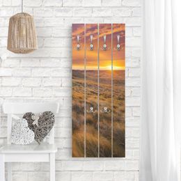 Bilderwelten Wandgarderobe orange Strand Shabby Flurgarderobe - Sonnenaufgang am Strand auf Sylt - Himmel Garderobenpaneel Flur