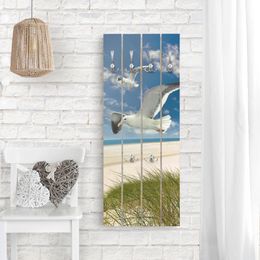 Bilderwelten Wandgarderobe Holzpalette Dune Breeze M&ouml;we