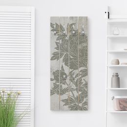Bilderwelten Wandgarderobe grau Blumen Landhaus Flurgarderobe - Bl&uuml;hende Pfingstrose II - Rose Garderobenpaneel Flur