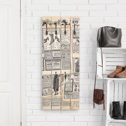Bilderwelten Wandgarderobe Holzpalette Antike Zeitungen