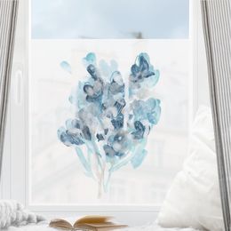 Bilderwelten Fensterfolie Blumen modern Aquarell blau - Aquarell Bouquet in blauen Schattierungen - Deko Wohnzimmer Schlafzimmer K&uuml;che