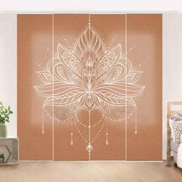 Bilderwelten Schiebegardine Boho Lotusbl&uuml;te wei&szlig; Korkoptik