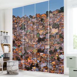 Bilderwelten Schiebegardine Set Rio de Janeiro Favela Sonnenuntergang