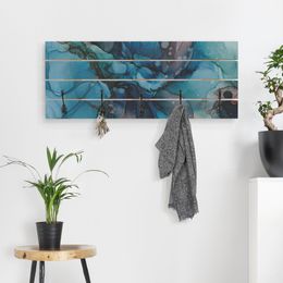 Bilderwelten Wandgarderobe Unterwasser in Petrol und Rot mit Gold
