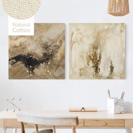 Bilderwelten Leinwandbild originell Abstrakt Kunstdruck beige - Goldener Treibsand - Wandbild XXL Wohnzimmer Schlafzimmer