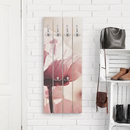 Bilderwelten Wandgarderobe einzigartig Blumen Motiv Flurgarderobe - Zartrosane Mohnbl&uuml;te mit Wassertropfen - Mohn Garderobenpaneel Flur