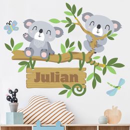 Bilderwelten Wandtattoo Wald Illustration selbstklebend Wandaufkleber - Koala Baum - B&auml;ume Kinderzimmer Baby M&auml;dchen Jungen