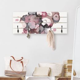 Bilderwelten Wandgarderobe Pink-Beige Tropfen mit Ros&eacute;gold