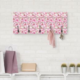 Bilderwelten Wandgarderobe Pinke Blumen mit Schmetterlingen