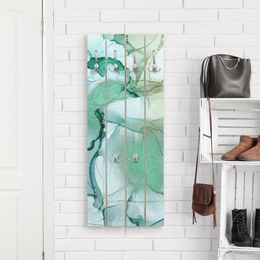 Bilderwelten Wandgarderobe einzigartig originell Abstrakt Aquarell - Smaragdfarbener Sturm II - Deko Garderobenpaneel Flur