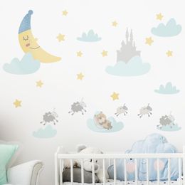 Bilderwelten Wandtattoo Himmel modern selbstklebend Wandaufkleber - Mond und Sterne - Himmel Kinderzimmer Baby M&auml;dchen Jungen