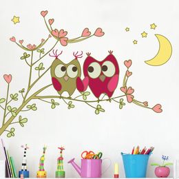 Bilderwelten Wandtattoo Tiere modern selbstklebend Wandaufkleber - Eulenpaar - Eule Kinderzimmer Baby M&auml;dchen Jungen