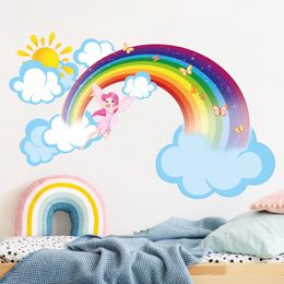Bilderwelten Wandtattoo Himmel Illustration selbstklebend Wandaufkleber - Regenbogen Elfe - Himmel Kinderzimmer Baby M&auml;dchen Jungen