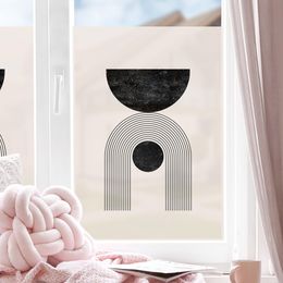 Bilderwelten Fensterfolie originell Abstrakt Sichtschutz beige - B&ouml;gen VI - Deko Wohnzimmer Schlafzimmer K&uuml;che