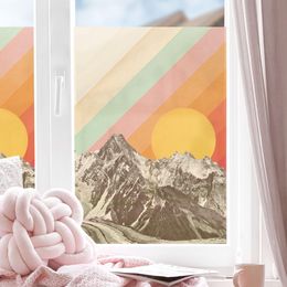 Bilderwelten Fensterfolie Natur Fotomontage Sichtschutz bunt - Berge mit buntem Himmel - Berg Wohnzimmer Schlafzimmer K&uuml;che
