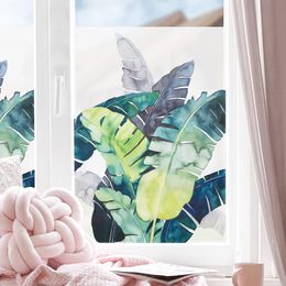 Bilderwelten Fensterfolie originell Tropisch Sichtschutz gr&uuml;n - Exotisches Blattwerk - Banane - Pflanzen Wohnzimmer Schlafzimmer K&uuml;che