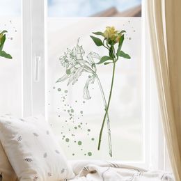 Bilderwelten Fensterfolie Blumen Landhaus Aquarell weiss - Botanisches Aquarell - Lilie - Deko Wohnzimmer Schlafzimmer K&uuml;che