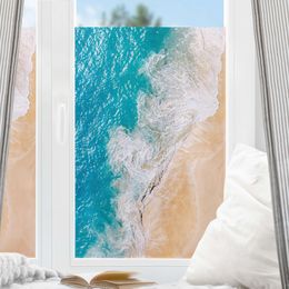 Bilderwelten Fensterfolie Strand Motiv Sichtschutz t&uuml;rkis - Sonniger Wellenbruch - Landschaft Wohnzimmer Schlafzimmer K&uuml;che
