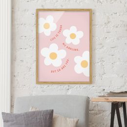 Bilderwelten Bild mit Rahmen Blumen rosa Pop Art inkl. Rahmung - Self Love - Tough Darling - Motivation Jugendzimmer