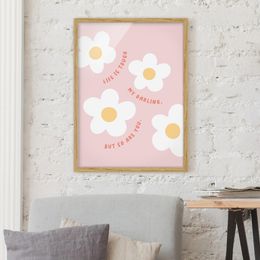 Bilderwelten Bild mit Rahmen Blumen rosa Pop Art inkl. Rahmung - Self Love - Tough Darling - Motivation Jugendzimmer