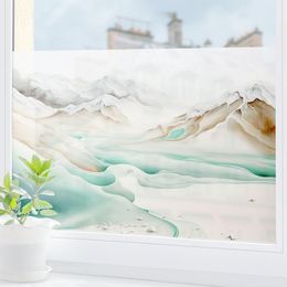 Bilderwelten Fensterfolie Natur Fotomontage Sichtschutz t&uuml;rkis - Eisige Landschaft - Landschaft Wohnzimmer Schlafzimmer K&uuml;che