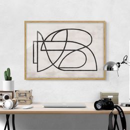 Bilderwelten Bild mit Rahmen originell beige modern inkl. Rahmung - Konturen I - Deko Wohnzimmer Schlafzimmer