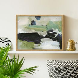 Bilderwelten Bild mit Rahmen originell gr&uuml;n Abstrakt inkl. Rahmung - Farbspiel in Gr&uuml;n und Schwarz - Deko Wohnzimmer Schlafzimmer