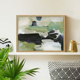 Bilderwelten Bild mit Rahmen originell gr&uuml;n Abstrakt inkl. Rahmung - Farbspiel in Gr&uuml;n und Schwarz - Deko Wohnzimmer Schlafzimmer