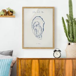 Bilderwelten Bild mit Rahmen Tiere beige modern inkl. Rahmung - Die T&ouml;chter des Meeres - Auster - Deko Wohnzimmer Schlafzimmer