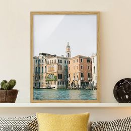 Bilderwelten Bild mit Rahmen Strand braun modern inkl. Rahmung - Urlaub in Venedig - Architektur Wohnzimmer Schlafzimmer