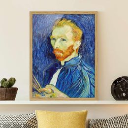 Bilderwelten Bild mit Rahmen originell blau modern inkl. Rahmung - Van Gogh - Selbstbildnis - Deko Wohnzimmer Schlafzimmer
