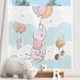 Bilderwelten Fensterfolie Luftballon Wolken Tiere - Elefant