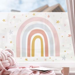 Bilderwelten Fensterfolie Gro&szlig;er Regenbogen mit Sternen und P&uuml;nktchen