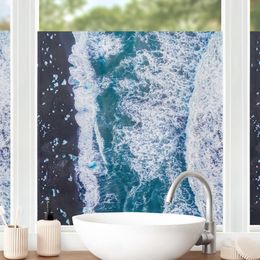 Bilderwelten Fensterfolie Natur Motiv Sichtschutz blau - Luftbild - J&ouml;kuls&aacute;rl&oacute;n in Island vertikal - Landschaft Wohnzimmer Schlafzimmer K&uuml;che