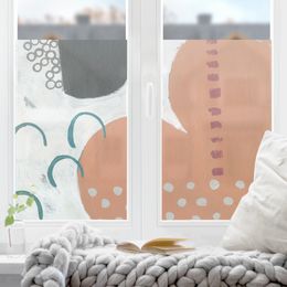 Bilderwelten Fensterfolie originell Abstrakt Sichtschutz beige - Karneval der Formen in Lachs III - Deko Wohnzimmer Schlafzimmer K&uuml;che