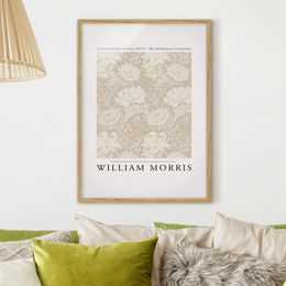 Bilderwelten Bild mit Rahmen Blumen beige Tropisch inkl. Rahmung - William Morris - Chrysanthemum Pattern Beige - Pflanzen Wohnzimmer Schlafzimmer