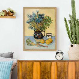 Bilderwelten Bild mit Rahmen Blumen gelb modern inkl. Rahmung - Van Gogh - Stillleben - Obst Wohnzimmer Schlafzimmer