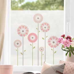 Bilderwelten Fensterfolie Blumen Landhaus Sichtschutz rosa - Vintage Floral - Deko Wohnzimmer Schlafzimmer K&uuml;che