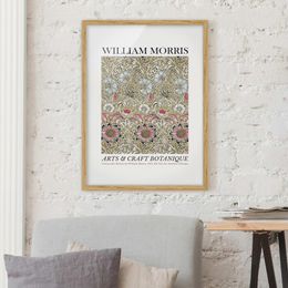 Bilderwelten Bild mit Rahmen Blumen gr&uuml;n Tropisch inkl. Rahmung - William Morris - Corncockle Pattern - Pflanzen Wohnzimmer Schlafzimmer