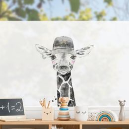 Bilderwelten Fensterfolie Tiere modern Aquarell schwarz weiss - Tier Party - Giraffe - Giraffen Wohnzimmer Schlafzimmer K&uuml;che
