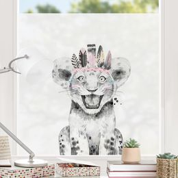 Bilderwelten Fensterfolie Tiere modern Aquarell schwarz weiss - Tier Party - Tiger - Tiger Wohnzimmer Schlafzimmer K&uuml;che