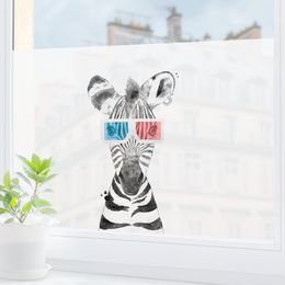 Bilderwelten Fensterfolie Tiere modern Aquarell schwarz weiss - Tier Party - Zebra - Zebra Wohnzimmer Schlafzimmer K&uuml;che