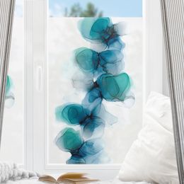 Bilderwelten Fensterfolie Wilde Bl&uuml;ten in Blau und Gold