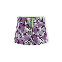 MINOTI Badeshorts Jungen Gr&ouml;&szlig;e 110/116 grau / lila / schwarz / wei&szlig;