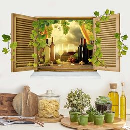 Bilderwelten Wandtattoo Kulinarisch modern 3D-Effekt Wandaufkleber - Wein Stillleben - Wandsticker Wohnzimmer Schlafzimmer